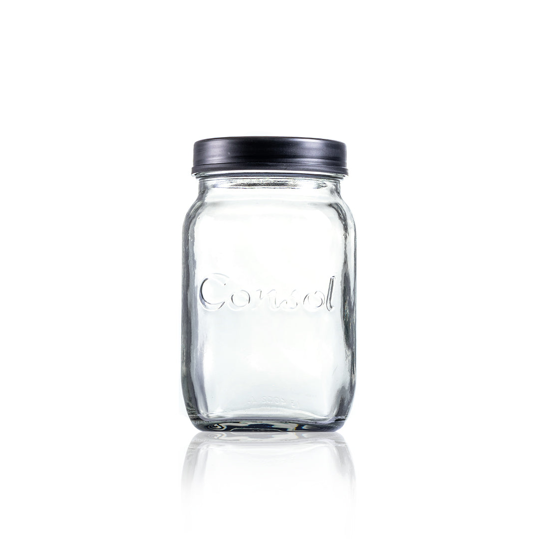 Consol Glass Preserve Jar 1000ml (1L) with Black Lid — The Consol Shop ...