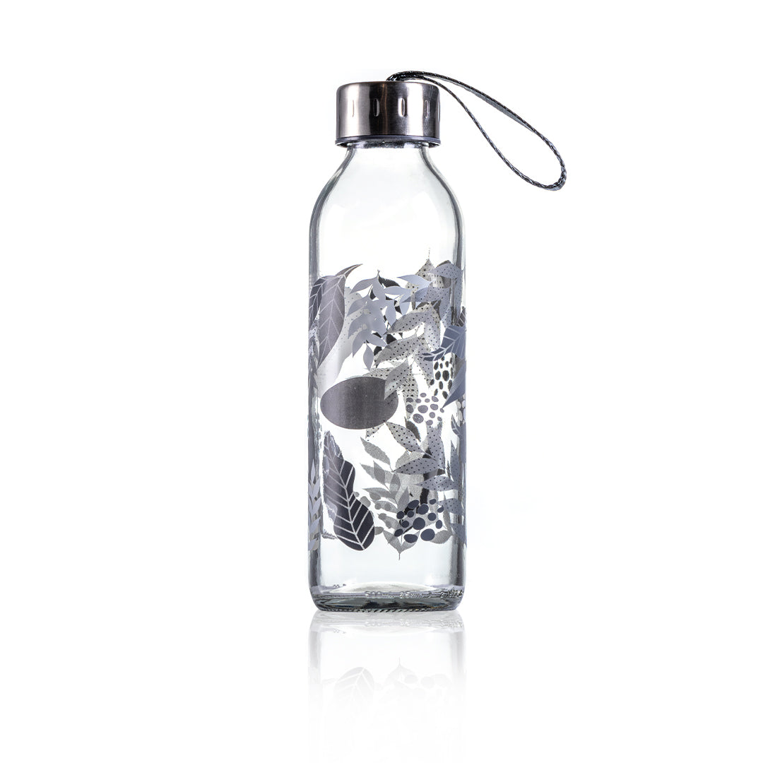 Consol Glass Sleek Grey Leaves Bottle 500ml — The Consol Shop Cornubia