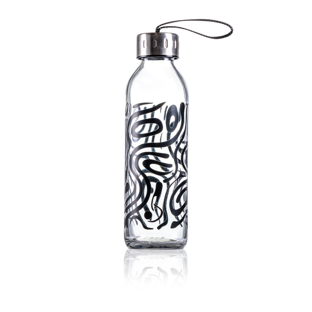 Consol Glass Sleek Black Swirl Bottle 500ml — The Consol Shop Cornubia