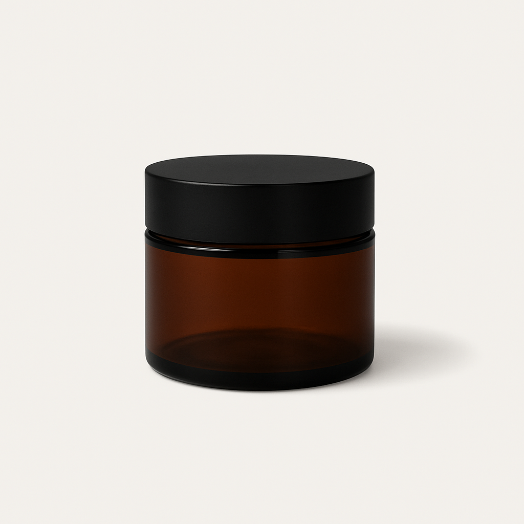 Consol Glass Cosmetic Jar Amber with Black Lid 50ml — The Consol Shop ...
