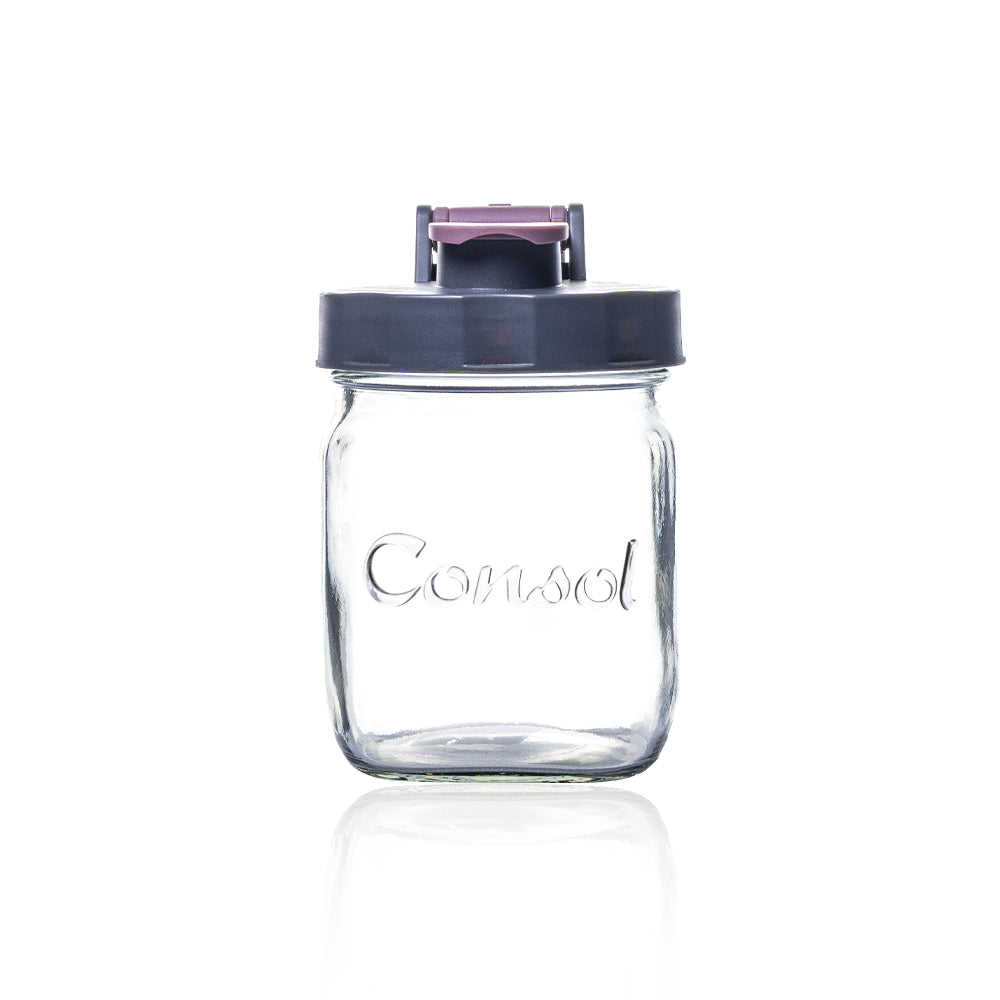 Consol Glass preserve Jar with Plum Flip Top Lid 500ml — The Consol ...